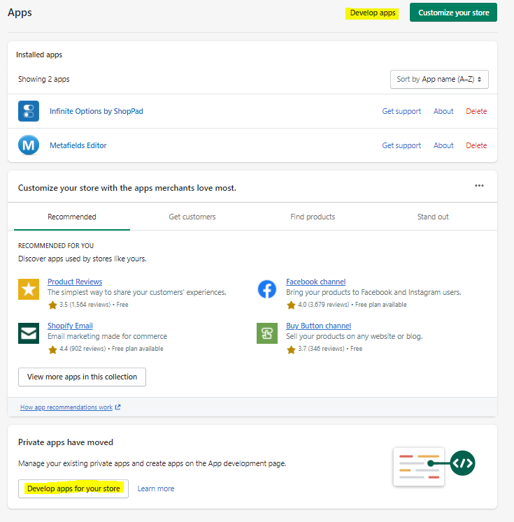 Shopify API credentials – Alluvia Platform Support
